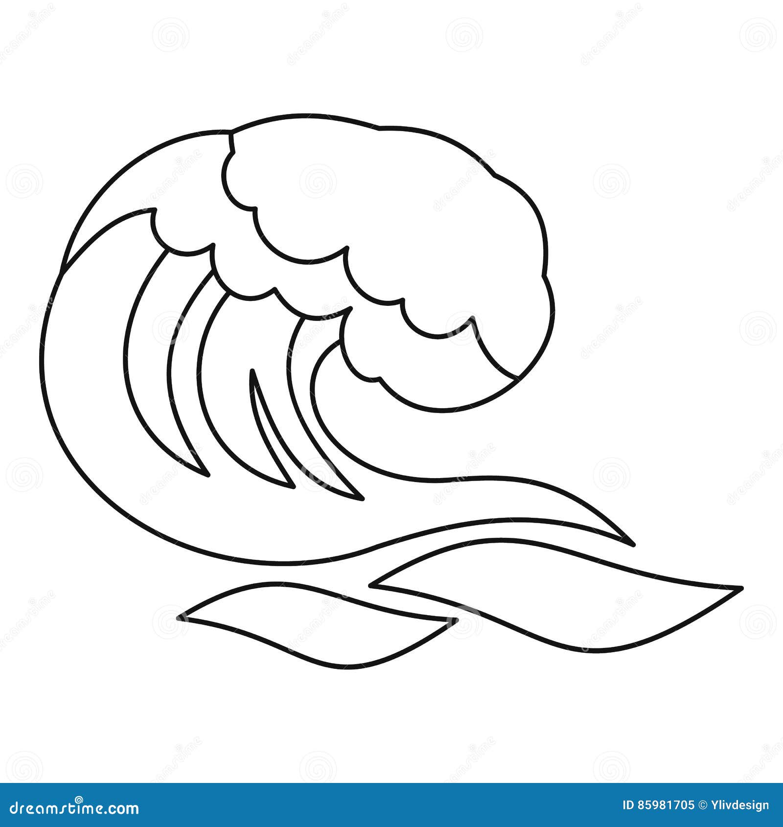 Ocean or Sea Wave Icon, Outline Style Stock Vector - Illustration of ...