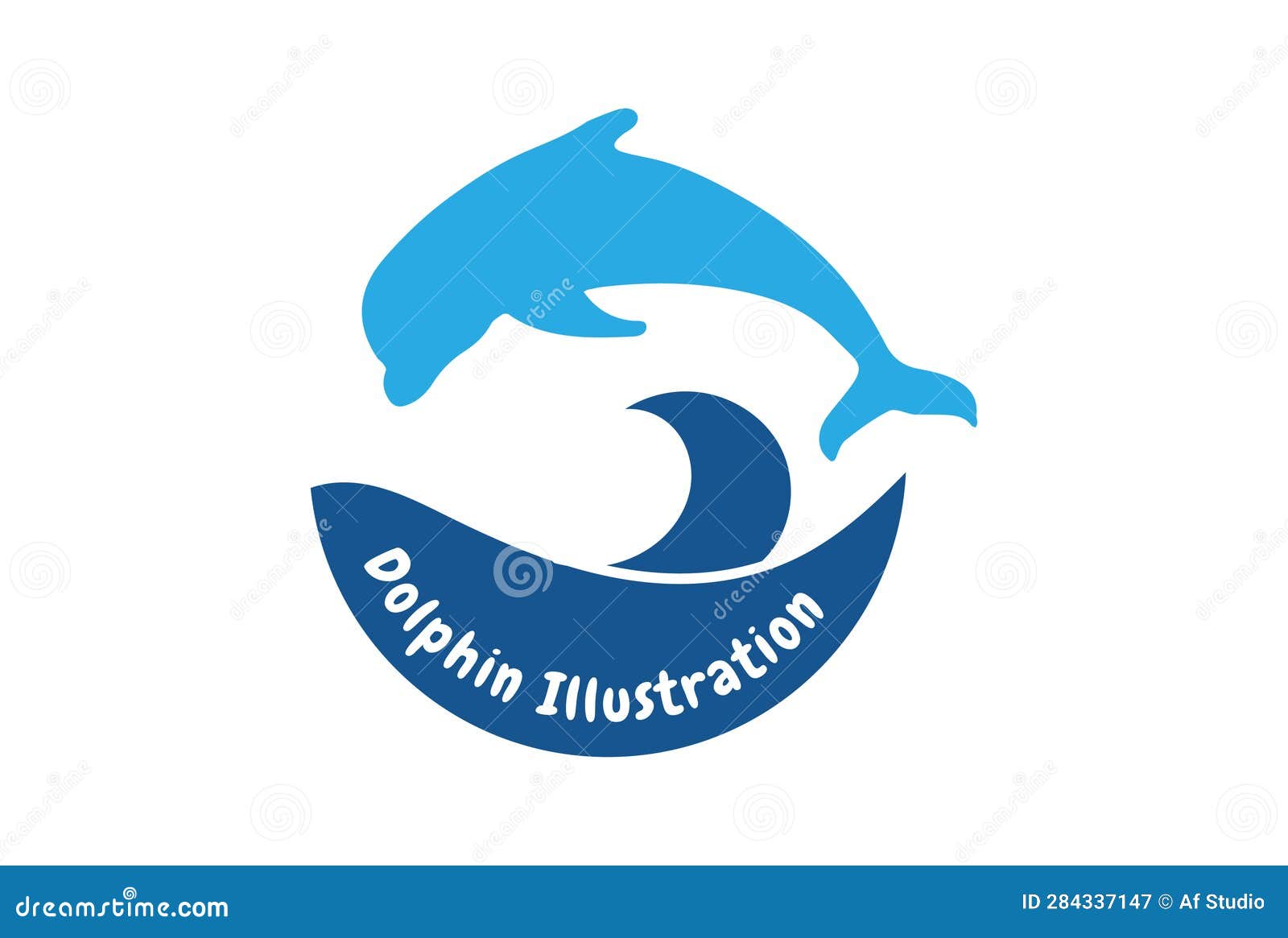 Ocean Sea Wave with Jumping Dolphin Icon Illustration Vector Stock ...