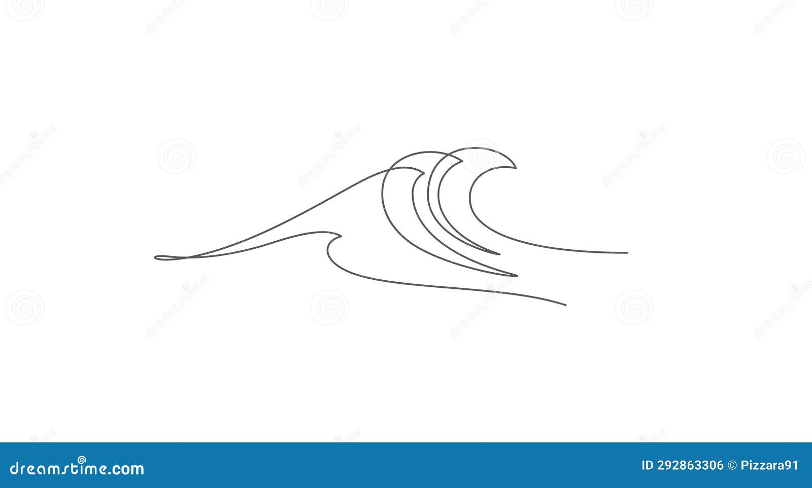 Ocean Sea Wave One Line Minimalism Concept Thin Line Stock Vector ...