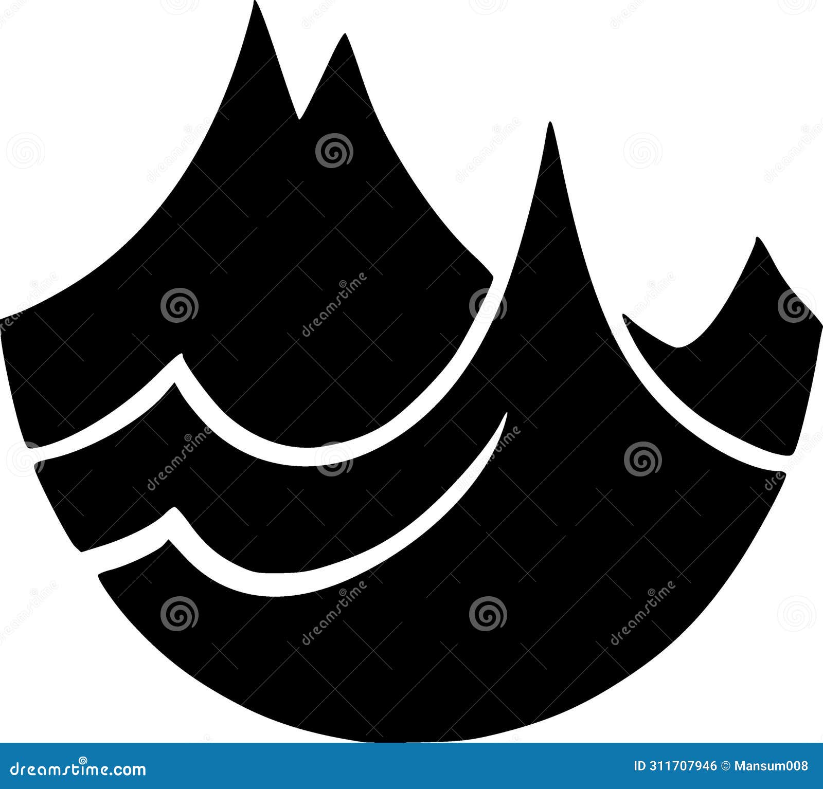 Ocean Sea Waves Icon in Solid Style Stock Illustration - Illustration ...