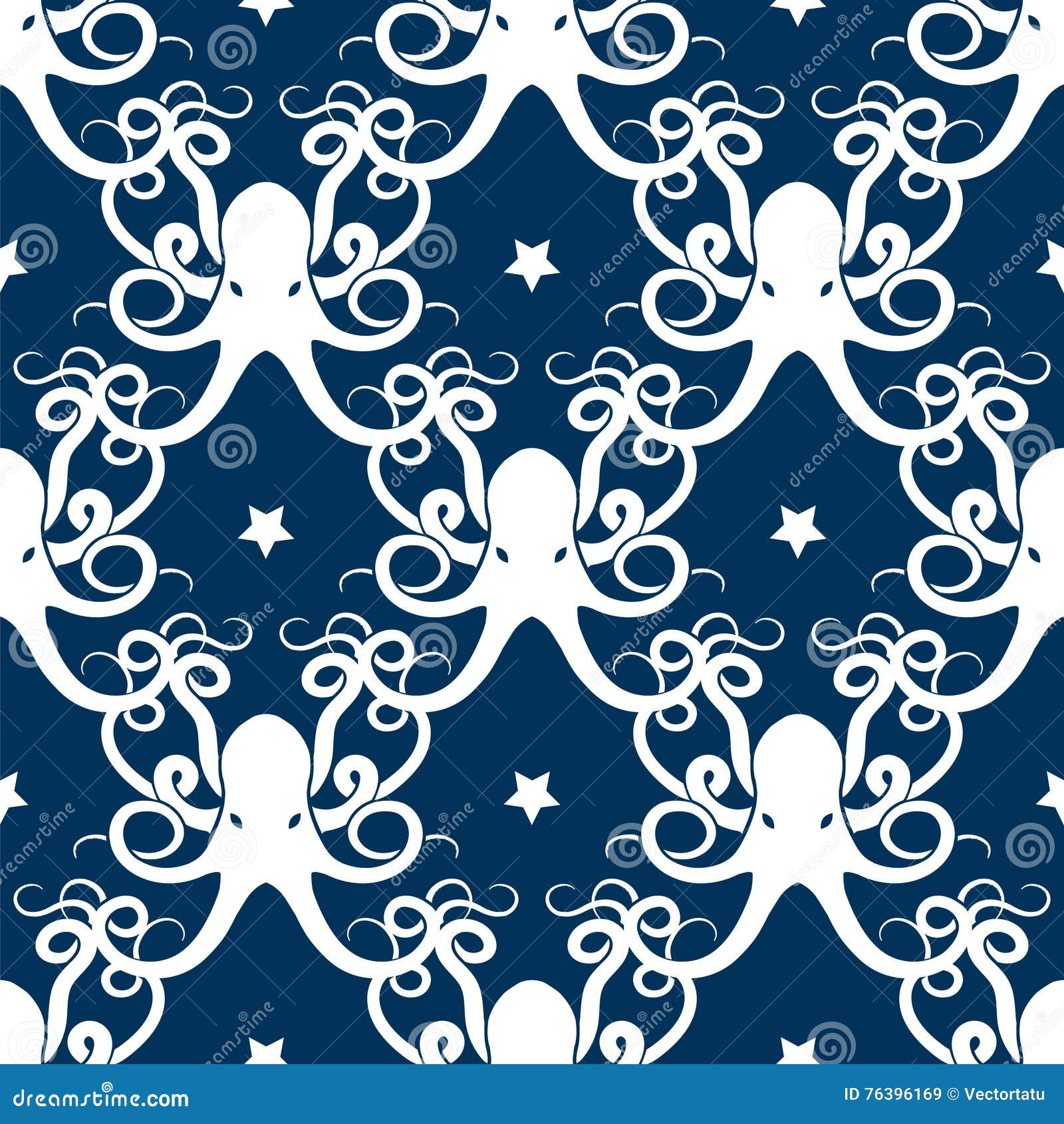 Ocean Seamless Pattern with Octopus Stock Vector - Illustration of ...
