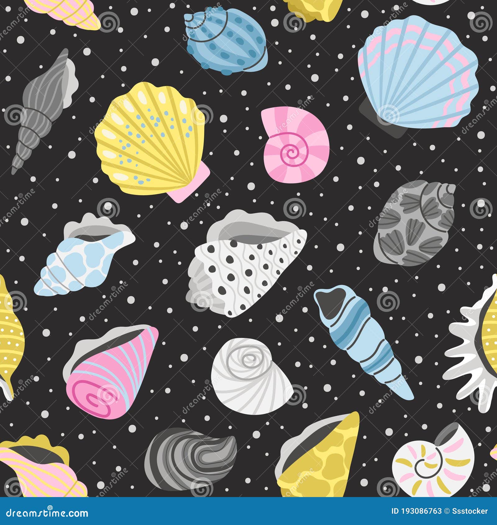 Ocean Seashells Seamless Pattern Stock Vector - Illustration of ...