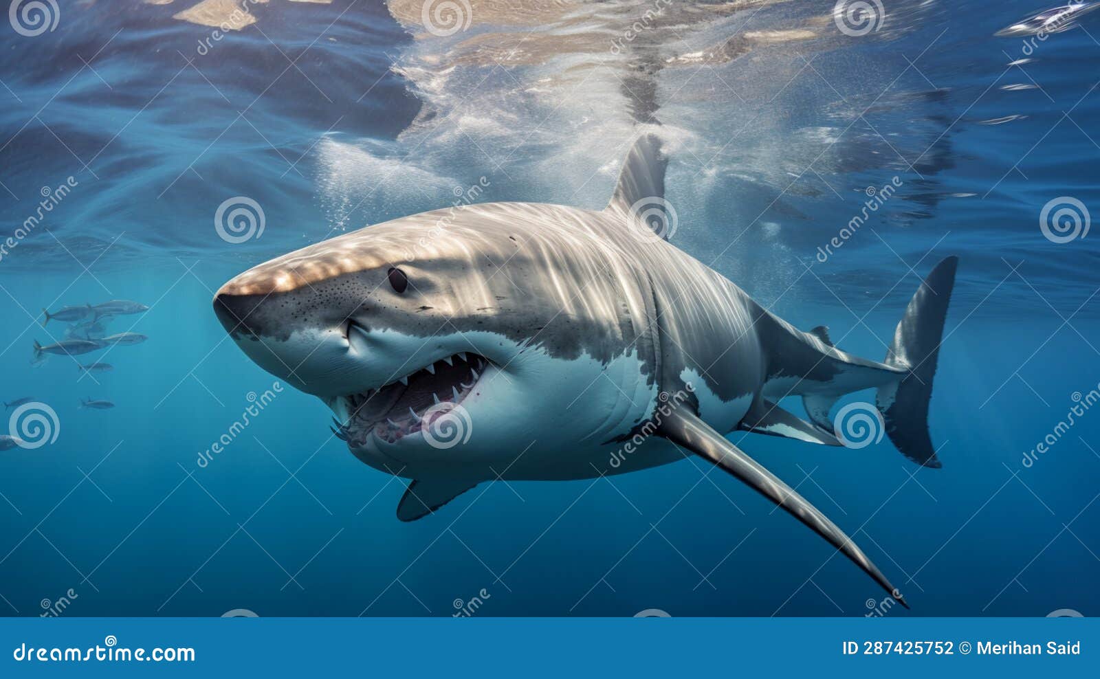 Ocean Shark Bottom View from Below. AI Generative Stock Illustration ...