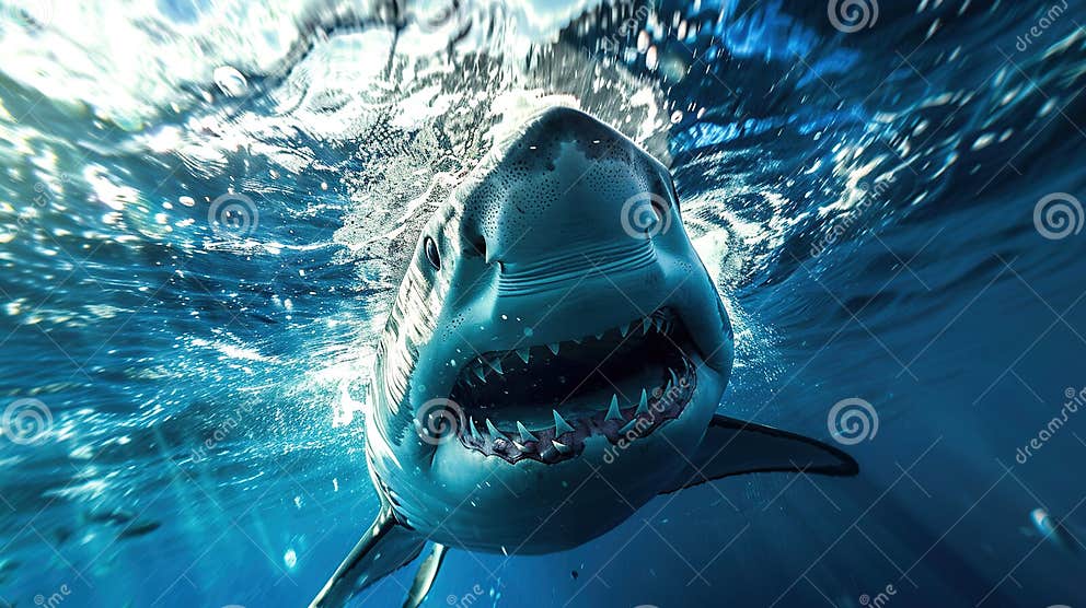 Ocean Shark Bottom View from . Generative Ai Stock Illustration ...