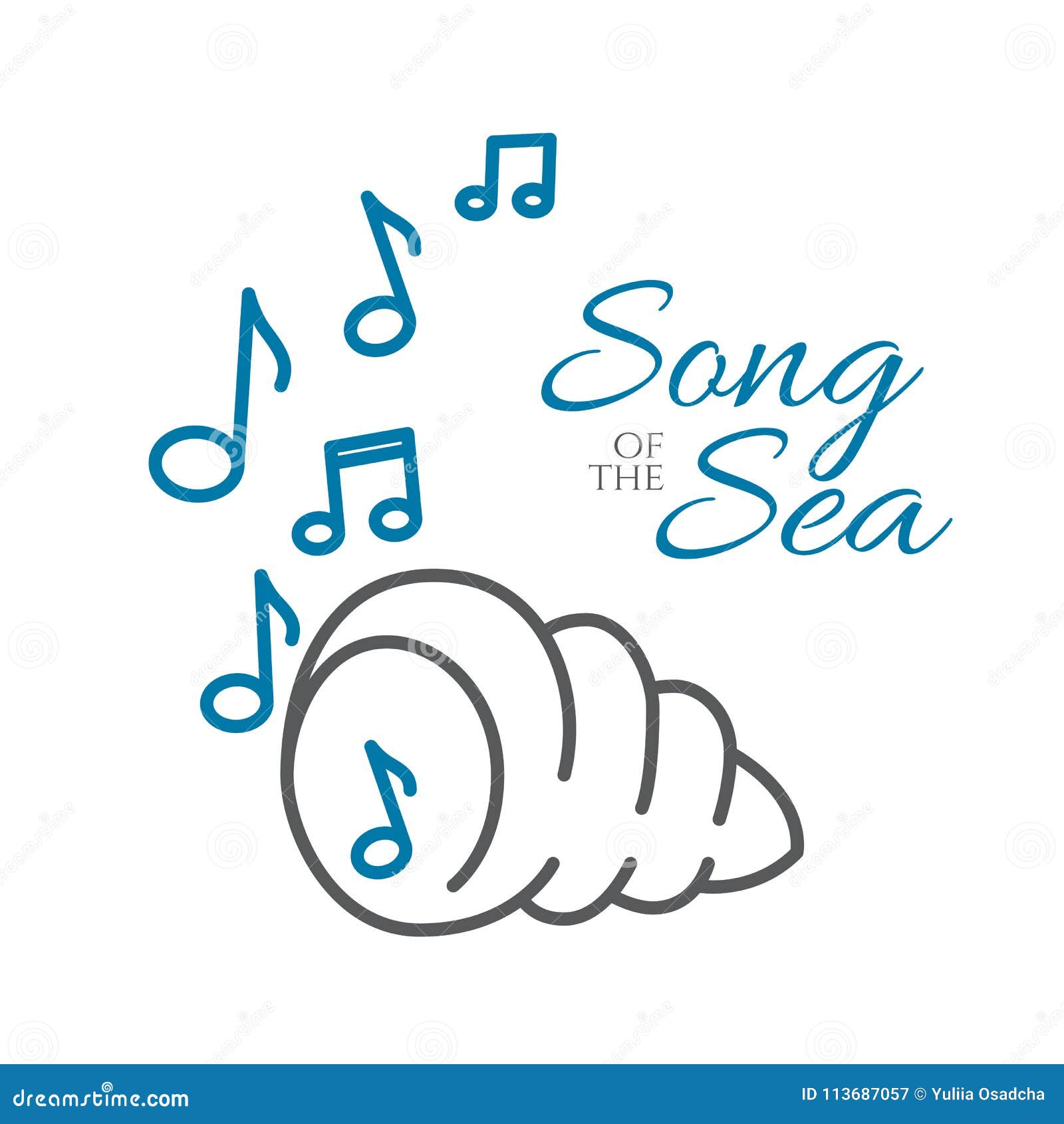 Ocean Shell with Musical Notes Making Sound of Sea Isolated on White ...