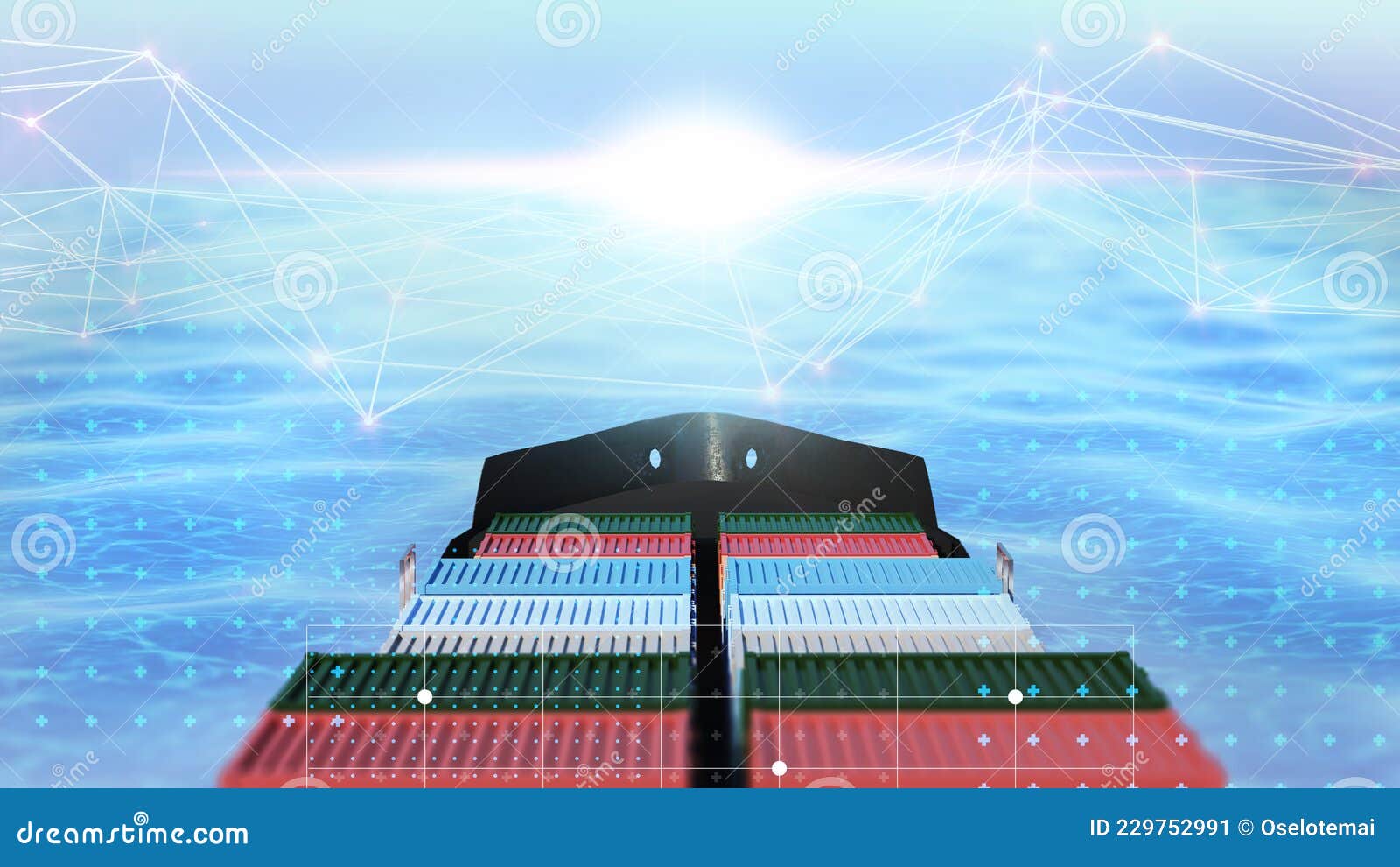 Ocean Ships Transport Goods In Containers.Intercontinental Shipping By ...