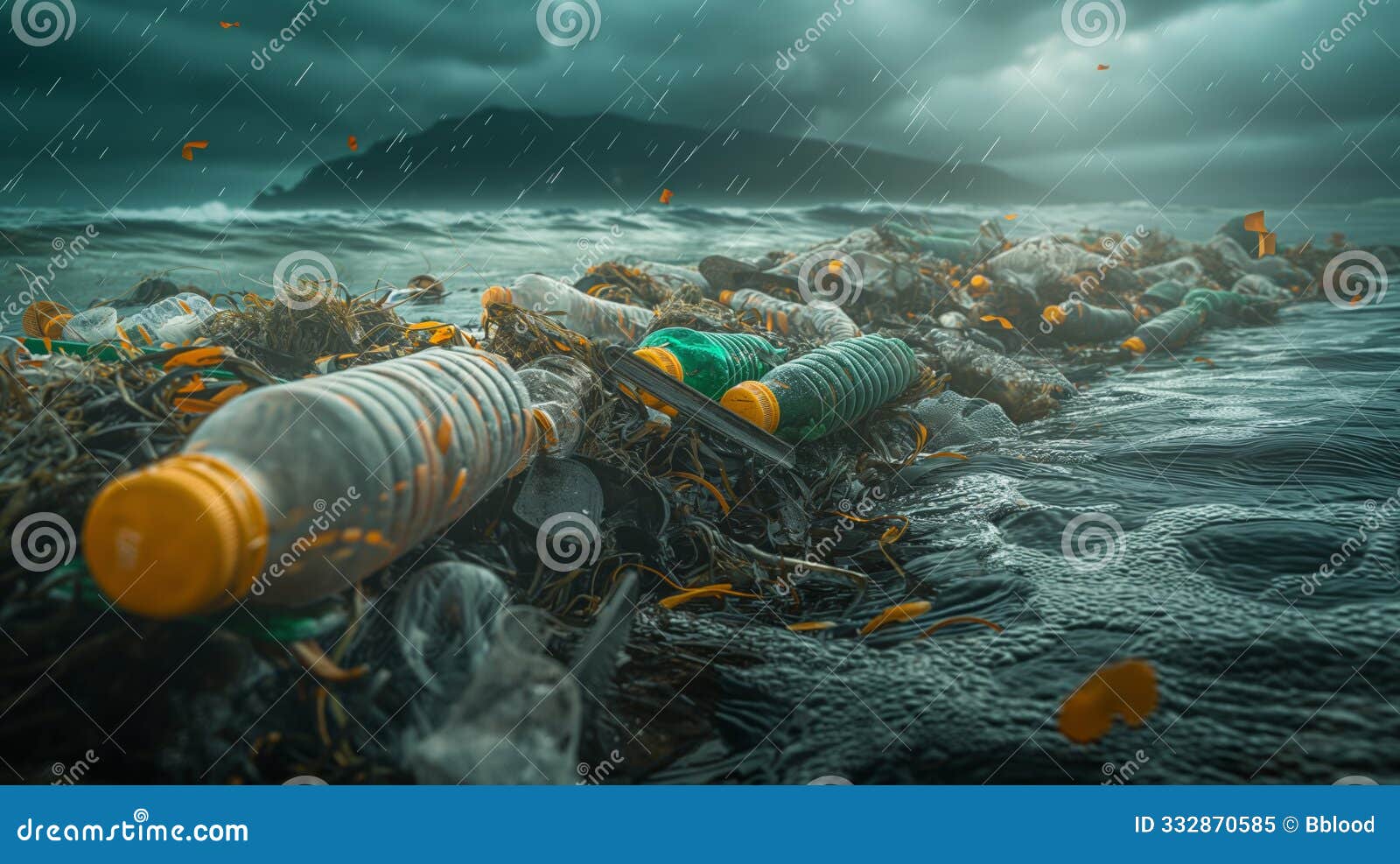 Ocean Shoreline Covered in Garbage and Algae Stock Image - Image of ...
