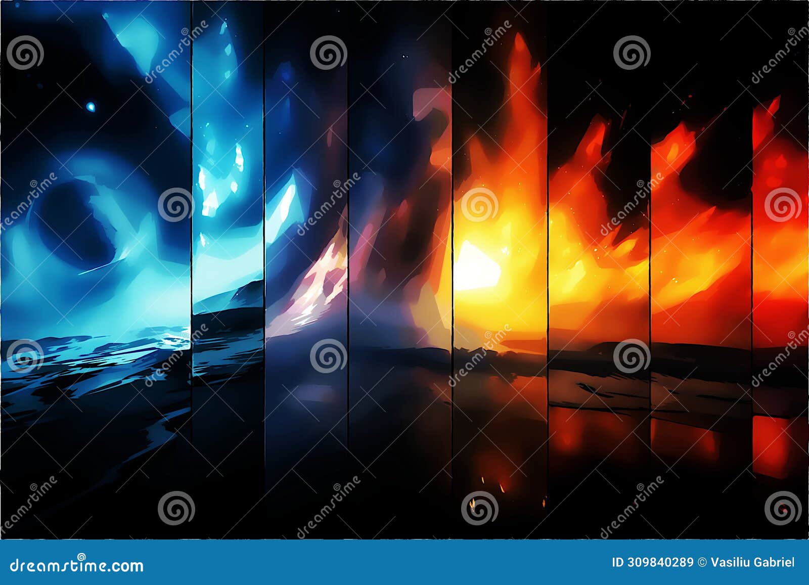 Ocean in Sky, Vertical Colored, Creative Base Design with Stripes ...