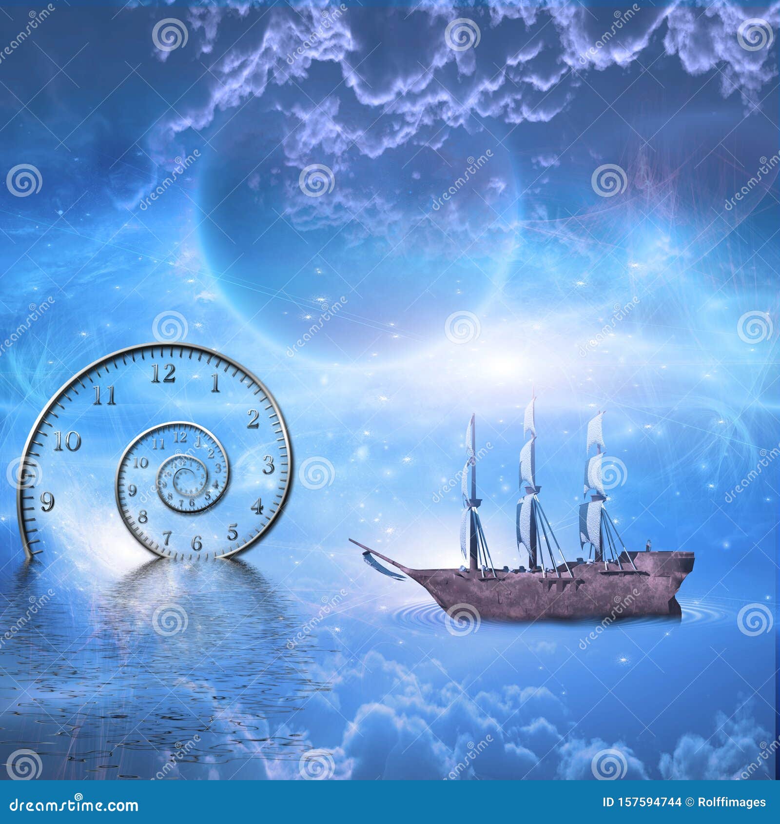 Ocean of space and time stock illustration. Illustration of exploration ...