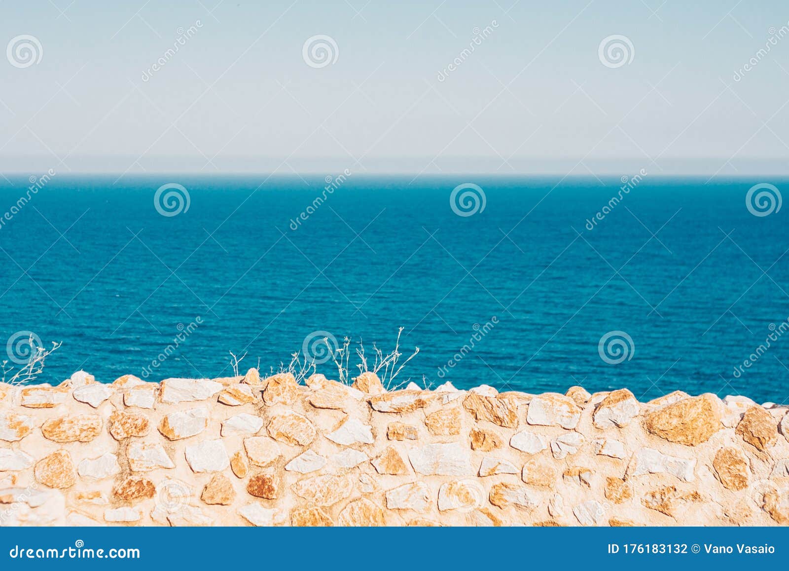 Ocean through a Stone Antique Wall Stock Photo - Image of fortress ...