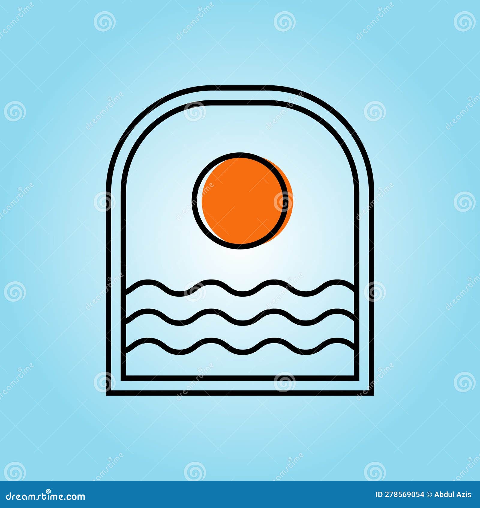 Ocean Sun Wave Badge Logo Design Template Stock Vector - Illustration ...