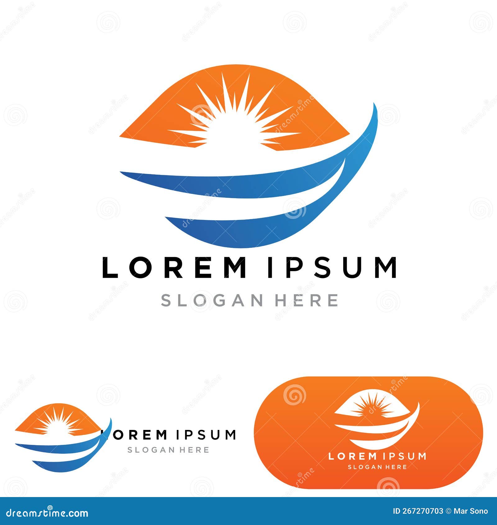 Ocean Sunset Logo Design Inspiration. Isolated on White Background ...