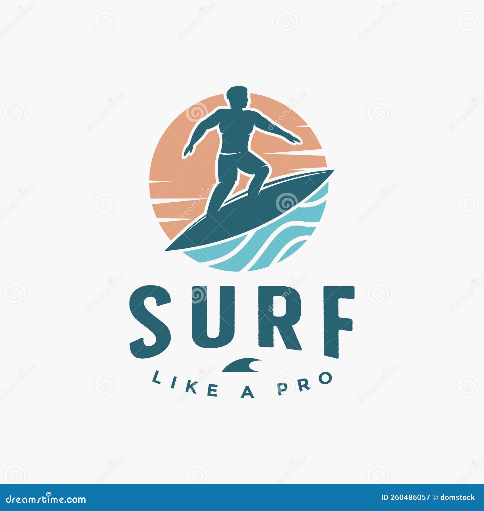 Ocean Surf Logo Vector Illustration Design, Sea Sun and Surfer Logo ...