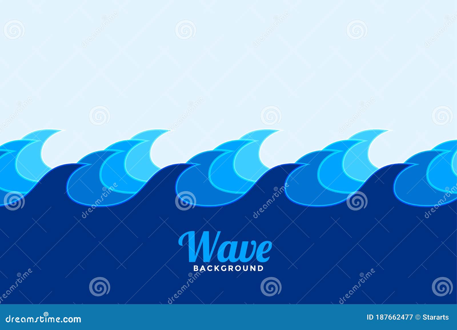 Ocean Surface Wave Background in Blue Shades Colors Stock Vector ...