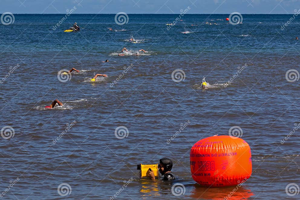 Ocean swim competition editorial stock photo. Image of camerman - 20743443