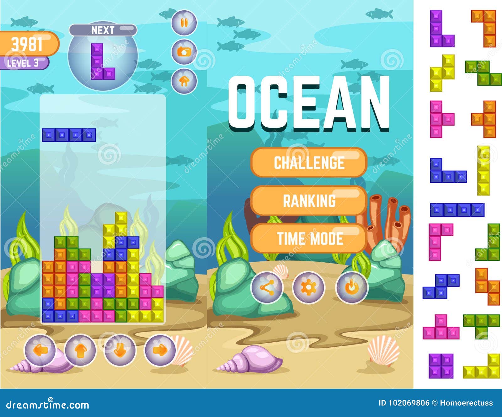 Ocean Tetris Matching Game Kit Editorial Photo - Illustration of ...