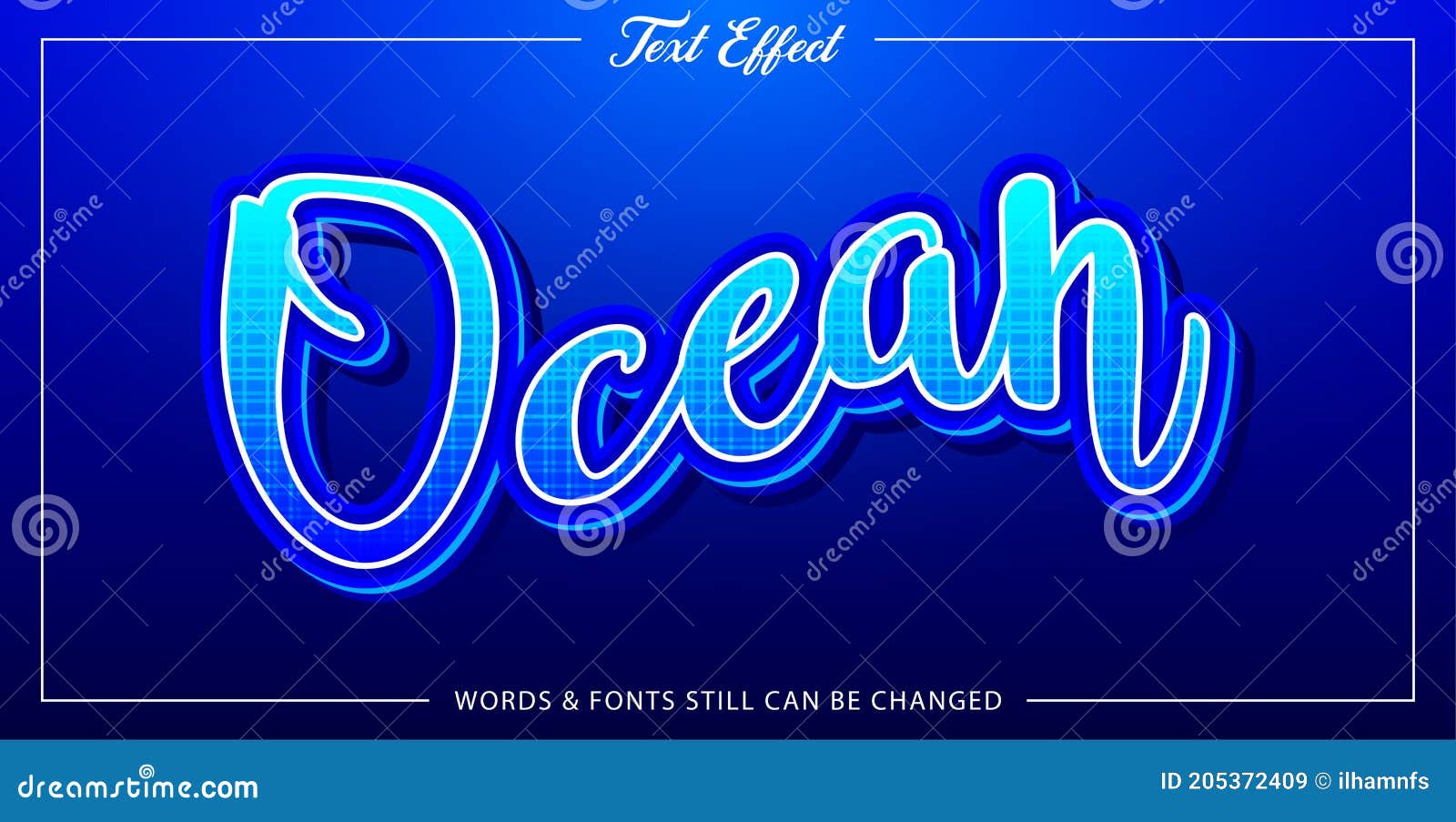Ocean Editable Text Effect Style Stock Vector - Illustration of ...
