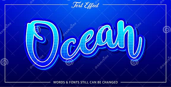 Ocean Editable Text Effect Style Stock Vector - Illustration of ...