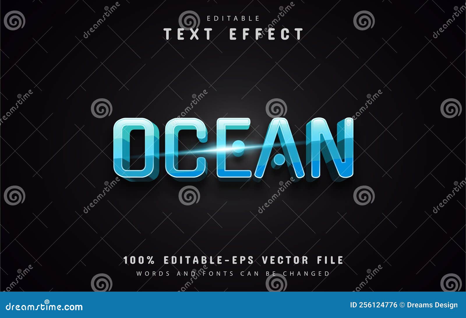 Ocean text effects stock vector. Illustration of text - 256124776