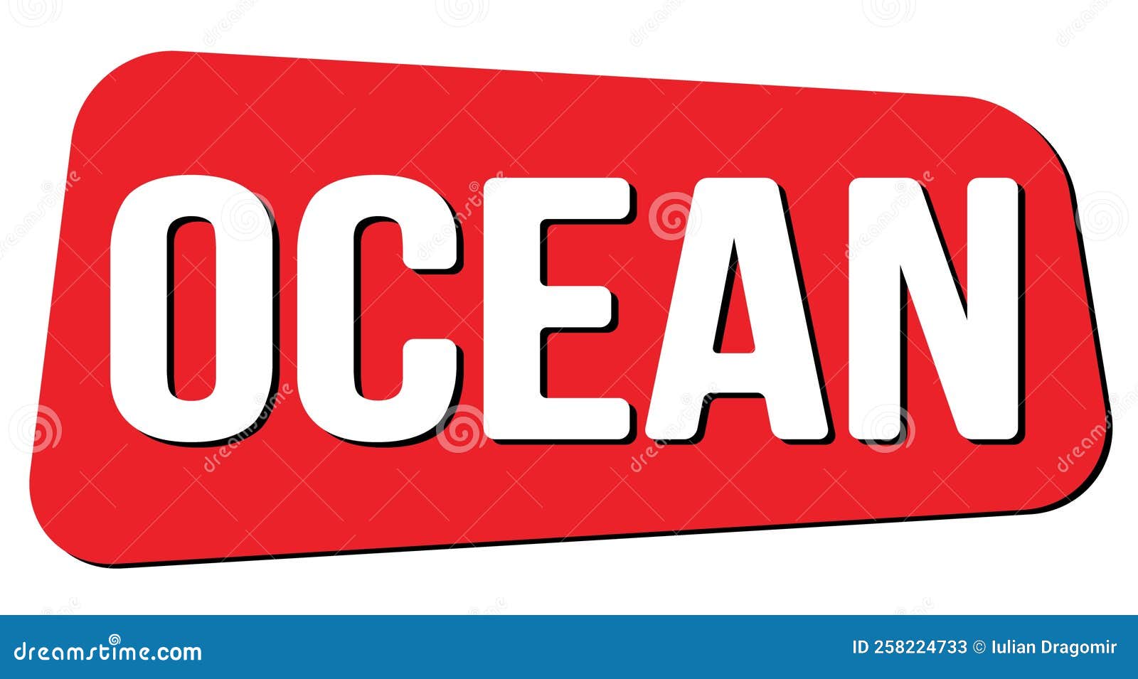OCEAN Text on Red Trapeze Stamp Sign Stock Illustration - Illustration ...
