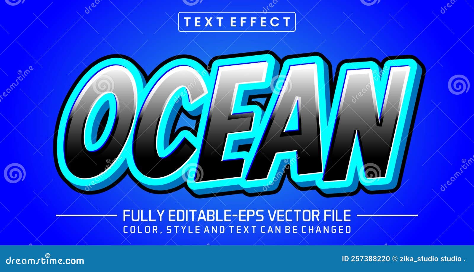 Ocean Text Style Effect. Editable Text Effect Stock Vector ...