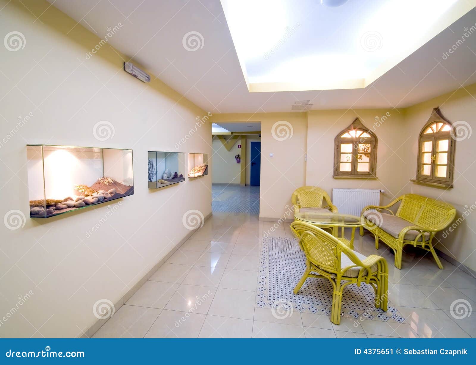 Ocean theme lobby stock image. Image of aquariums, tiled - 4375651