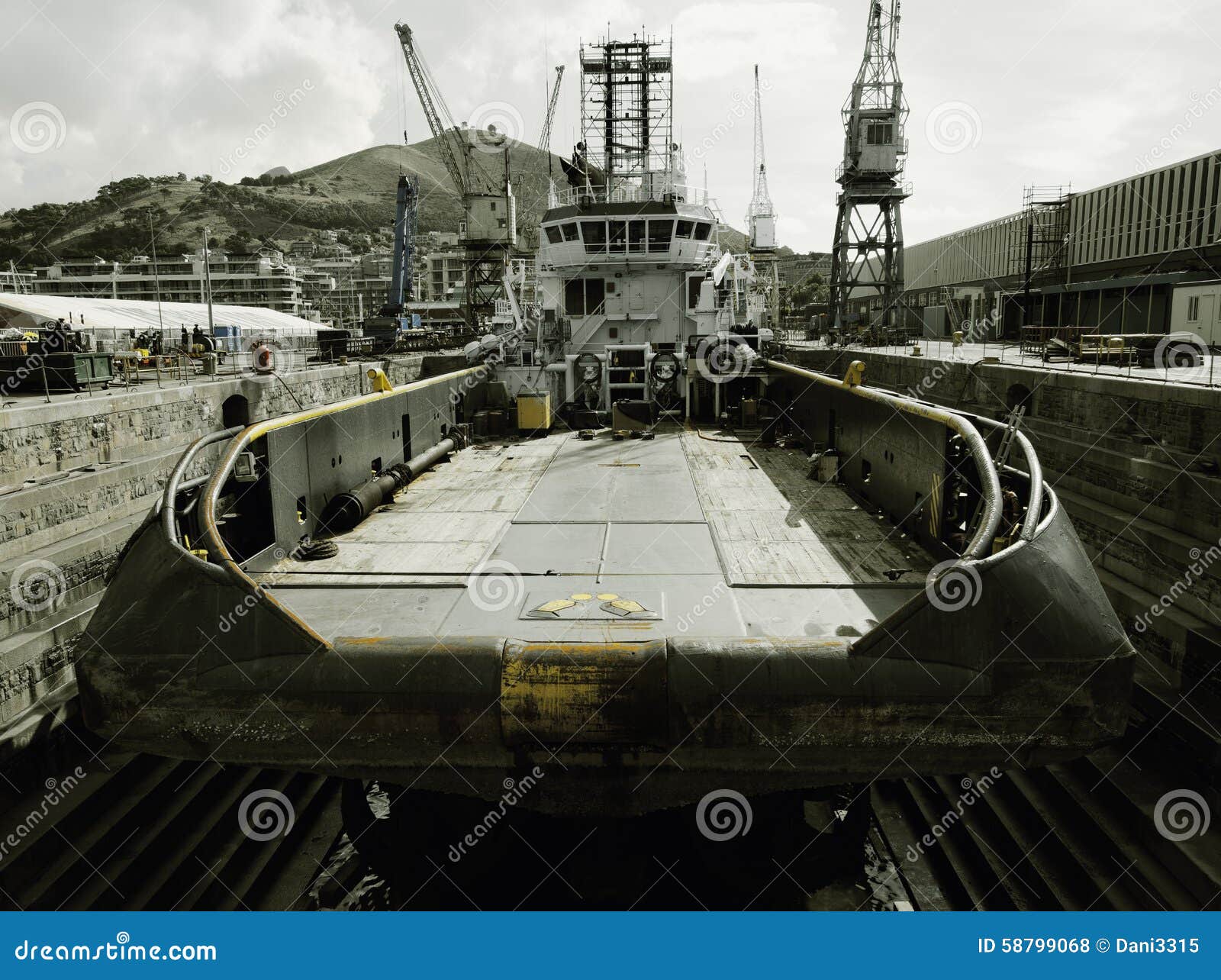 Ocean tug at dry dock stock photo. Image of crane, polish - 58799068