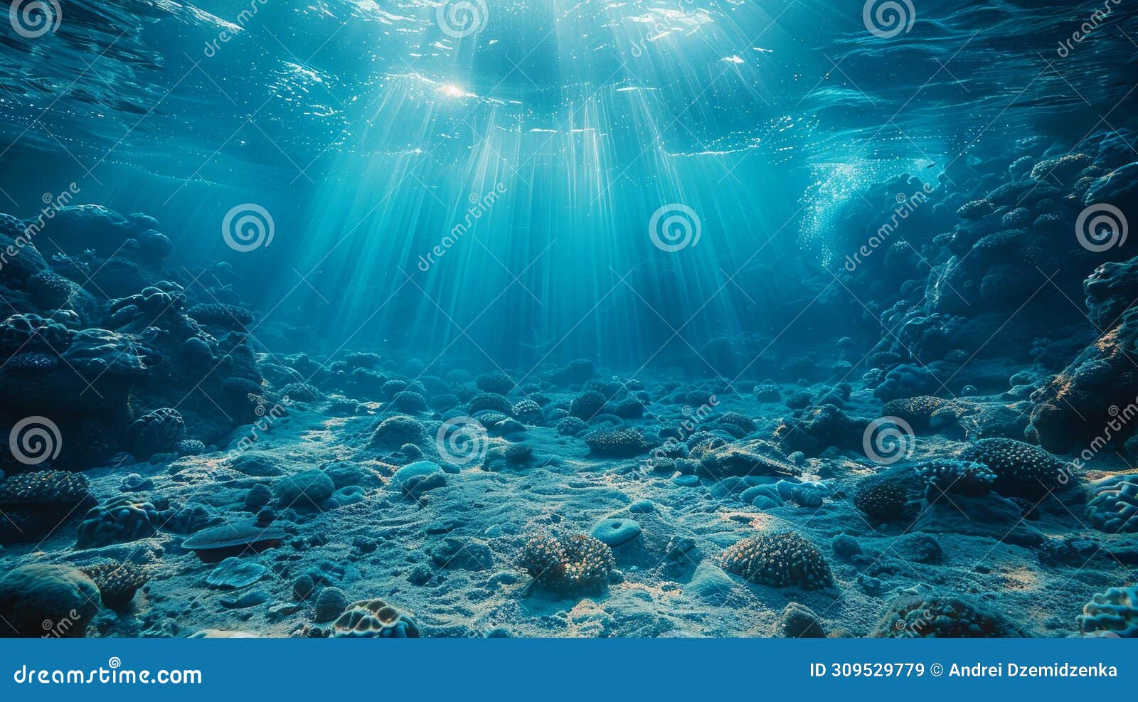 Ocean Underwater - Deep Abyss in Blue Sunlight Stock Image - Image of ...