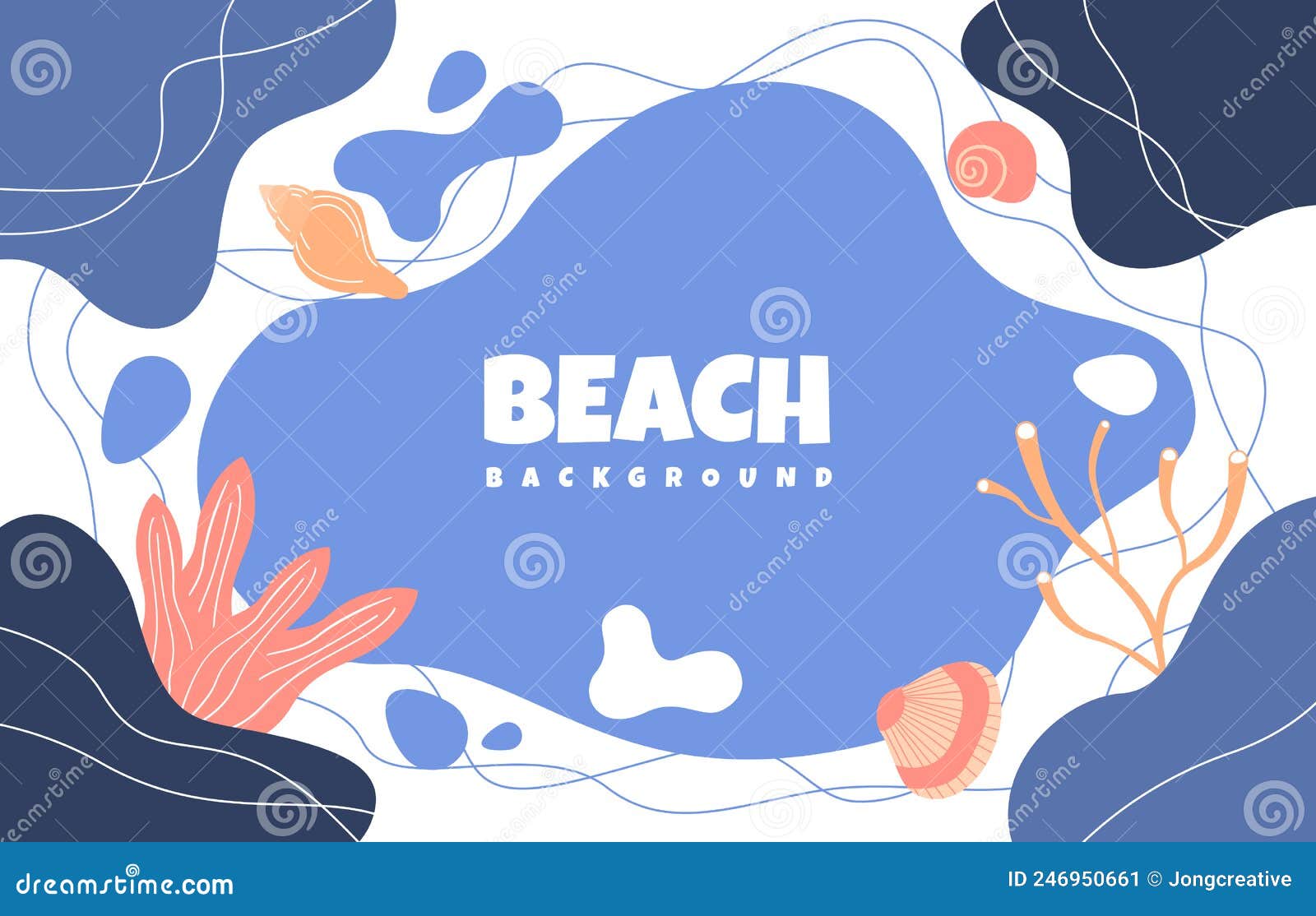 Ocean Underwater Life Sea Beach Text Space Background Stock Vector ...