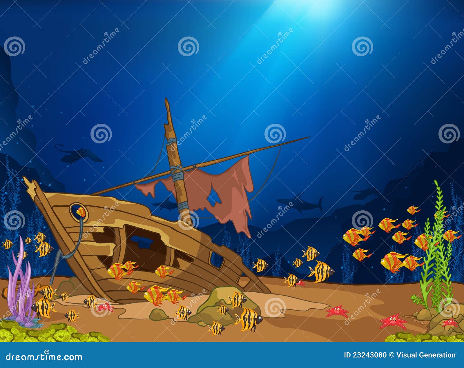 Caricature Of An Ocean Octopus. Vector Baby Drawing. Cute Illustration ...