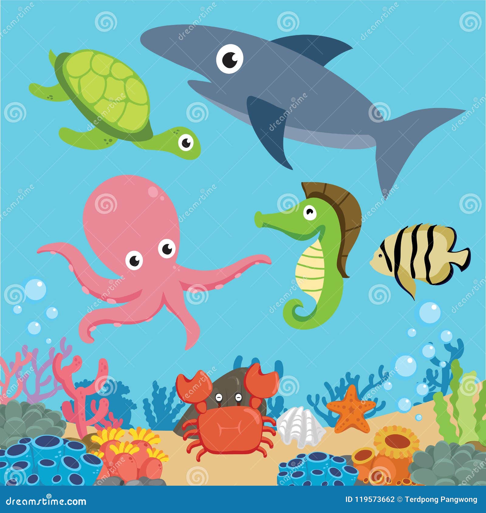 Ocean Vector Collection Design Stock Vector - Illustration of cartoon ...