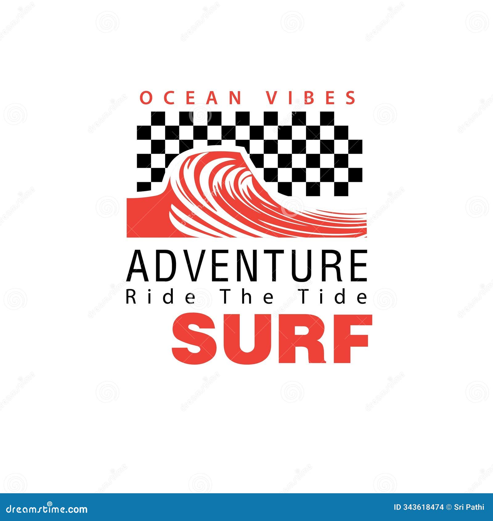 Ocean Vibes Adventure Surf Vector Graphic Typography Design Stock ...
