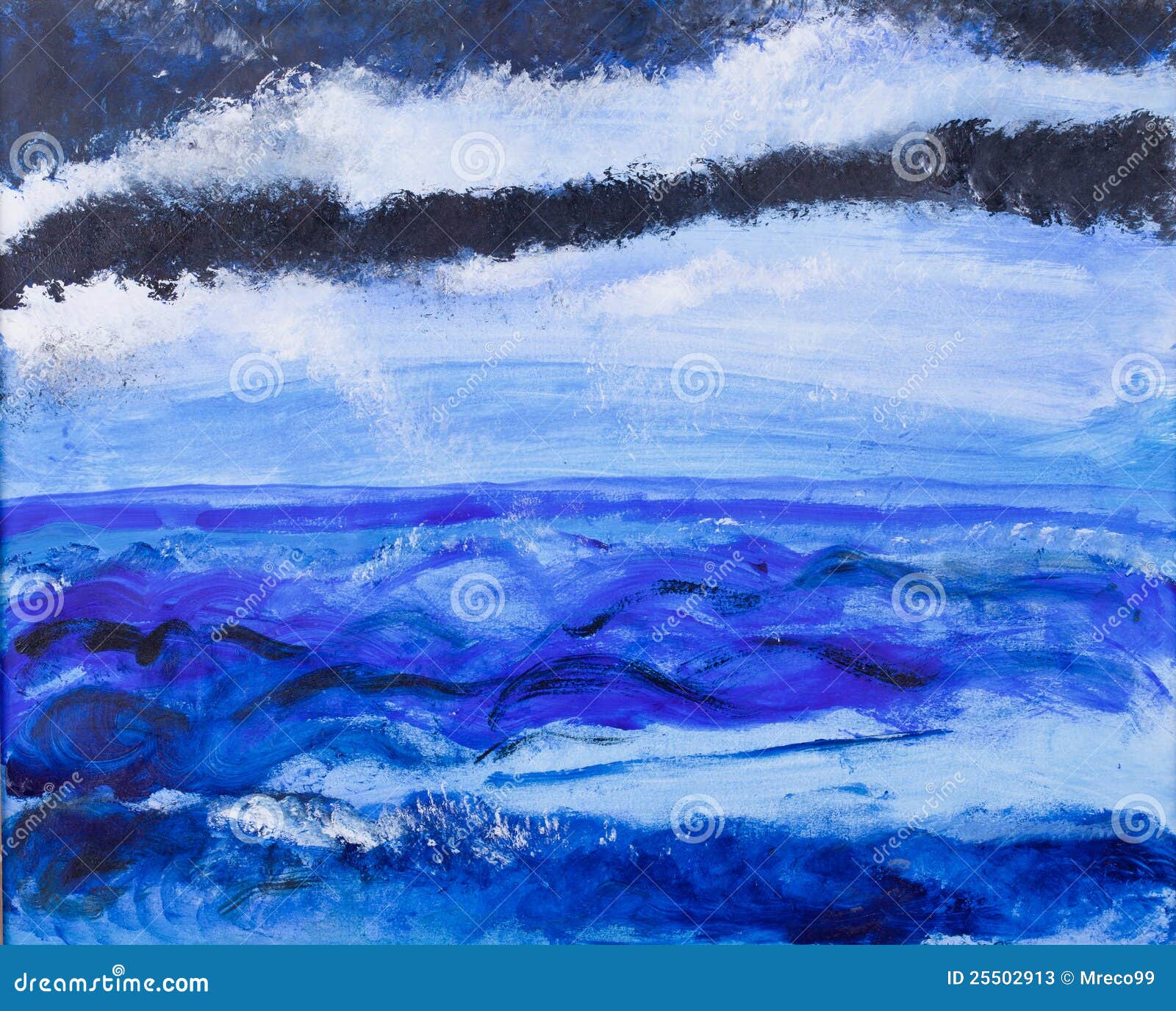 Ocean View Acrylic Painting Stock Illustration - Illustration of ...
