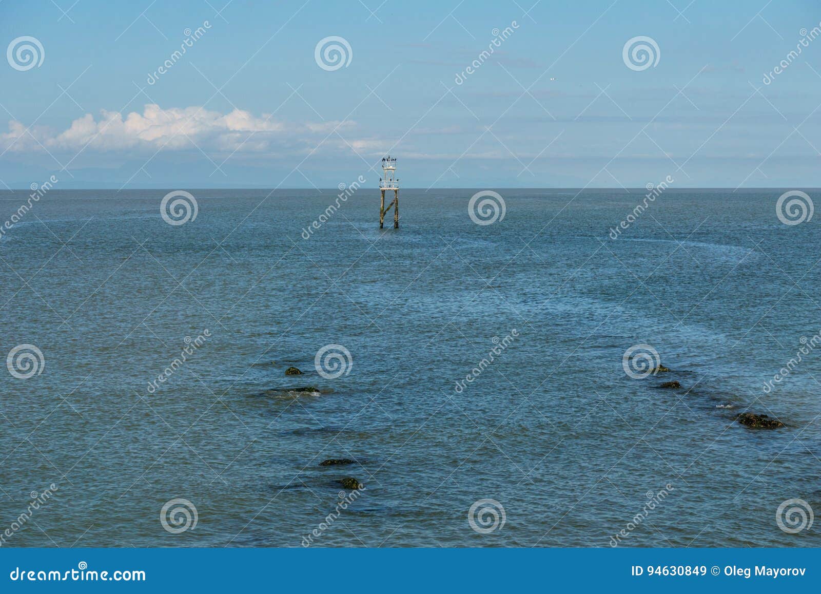 Ocean View with Blue Sky and White Clouds Stock Image - Image of sunny ...
