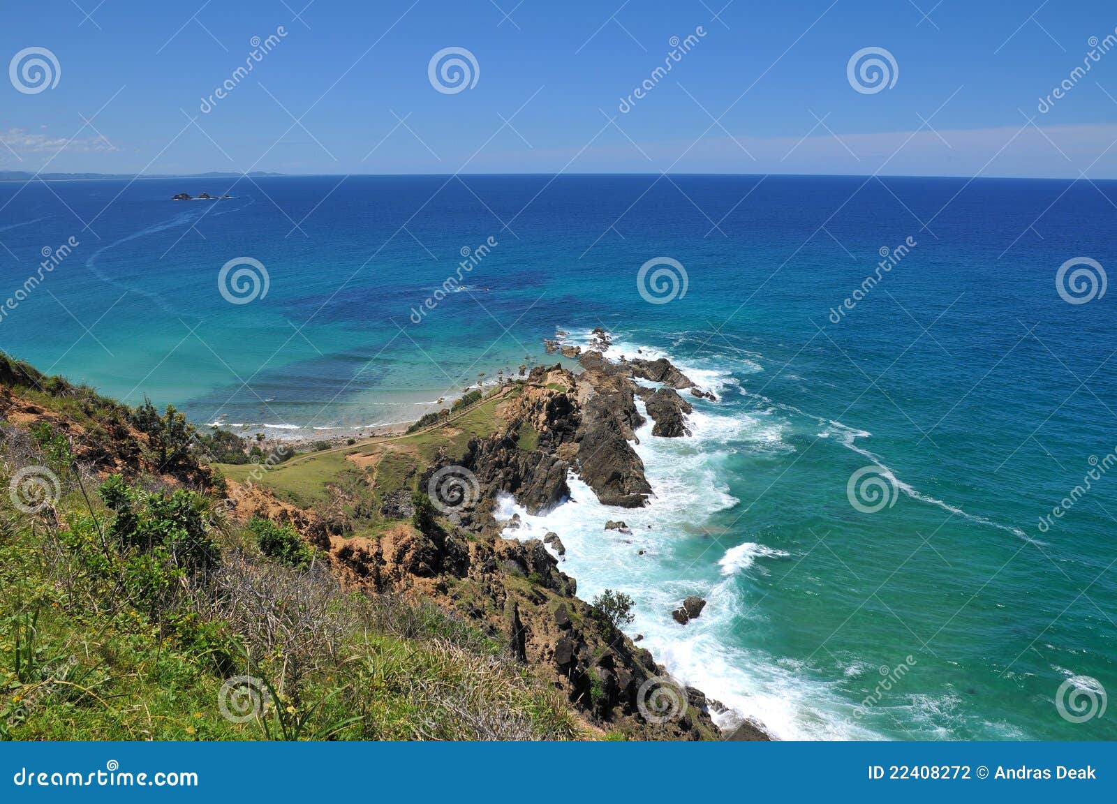 Ocean View at Byron Bay, Australia Stock Photo - Image of ness, blue ...