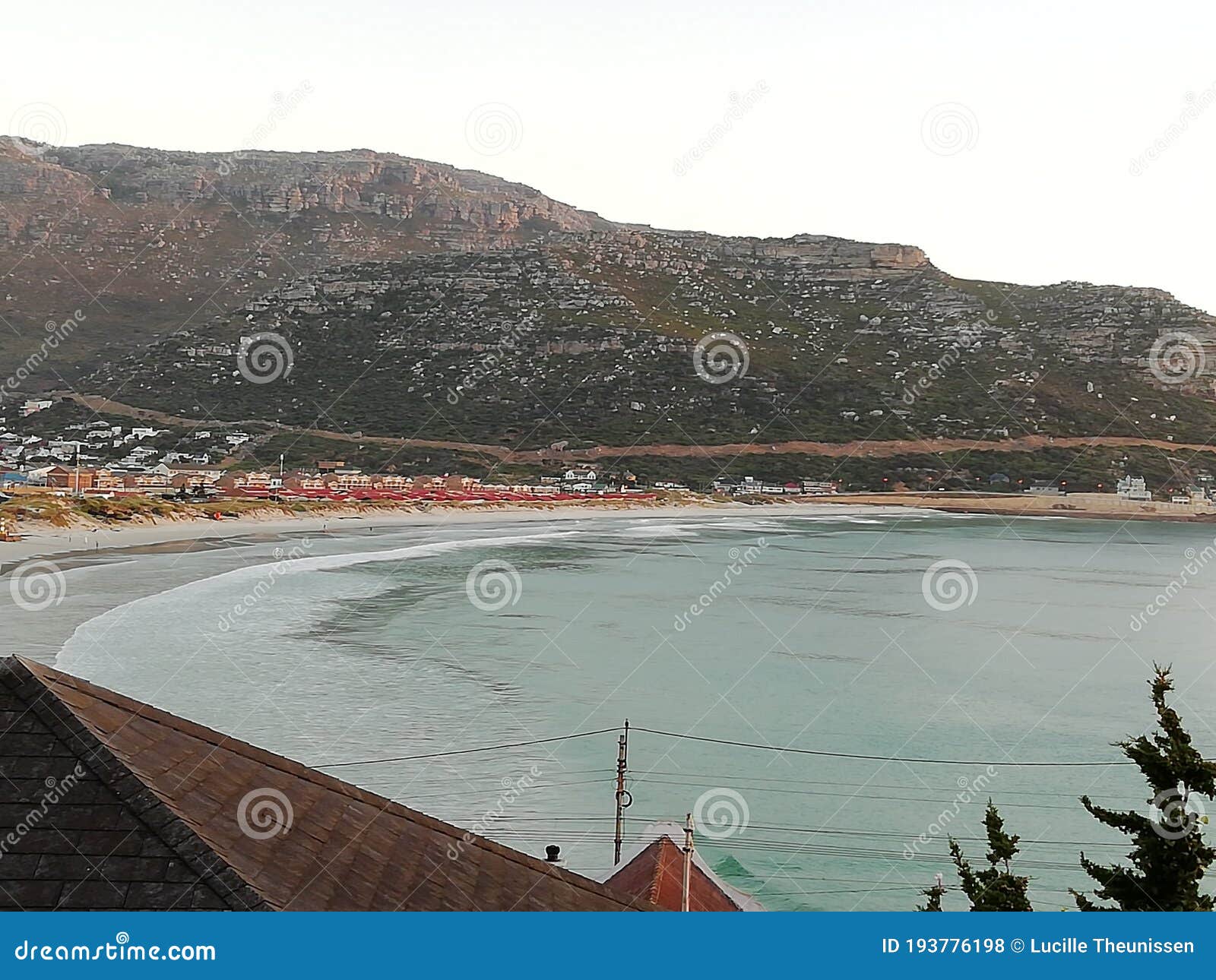 Ocean view Fish Hoek beach stock photo. Image of waterway - 193776198