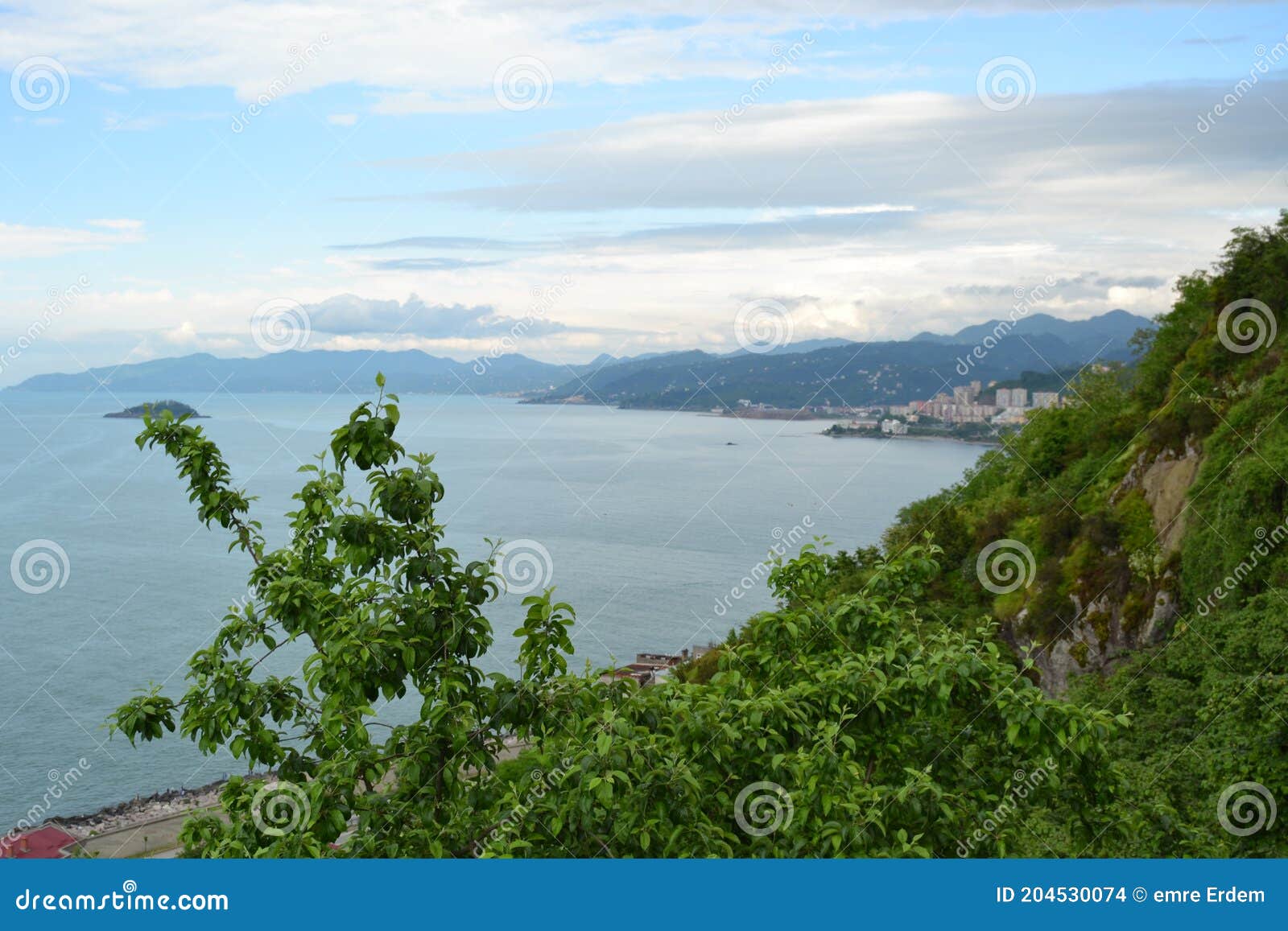 Ocean View from the Forest in the Mountain Stock Photo - Image of body ...