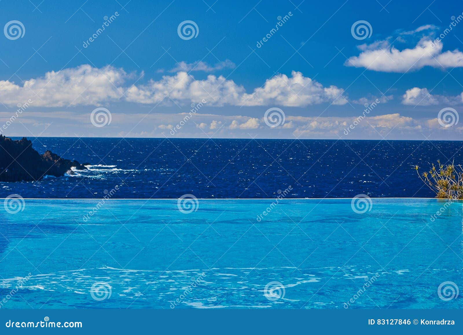 Ocean View Infinity Pool on Vacation Stock Photo - Image of seascape ...