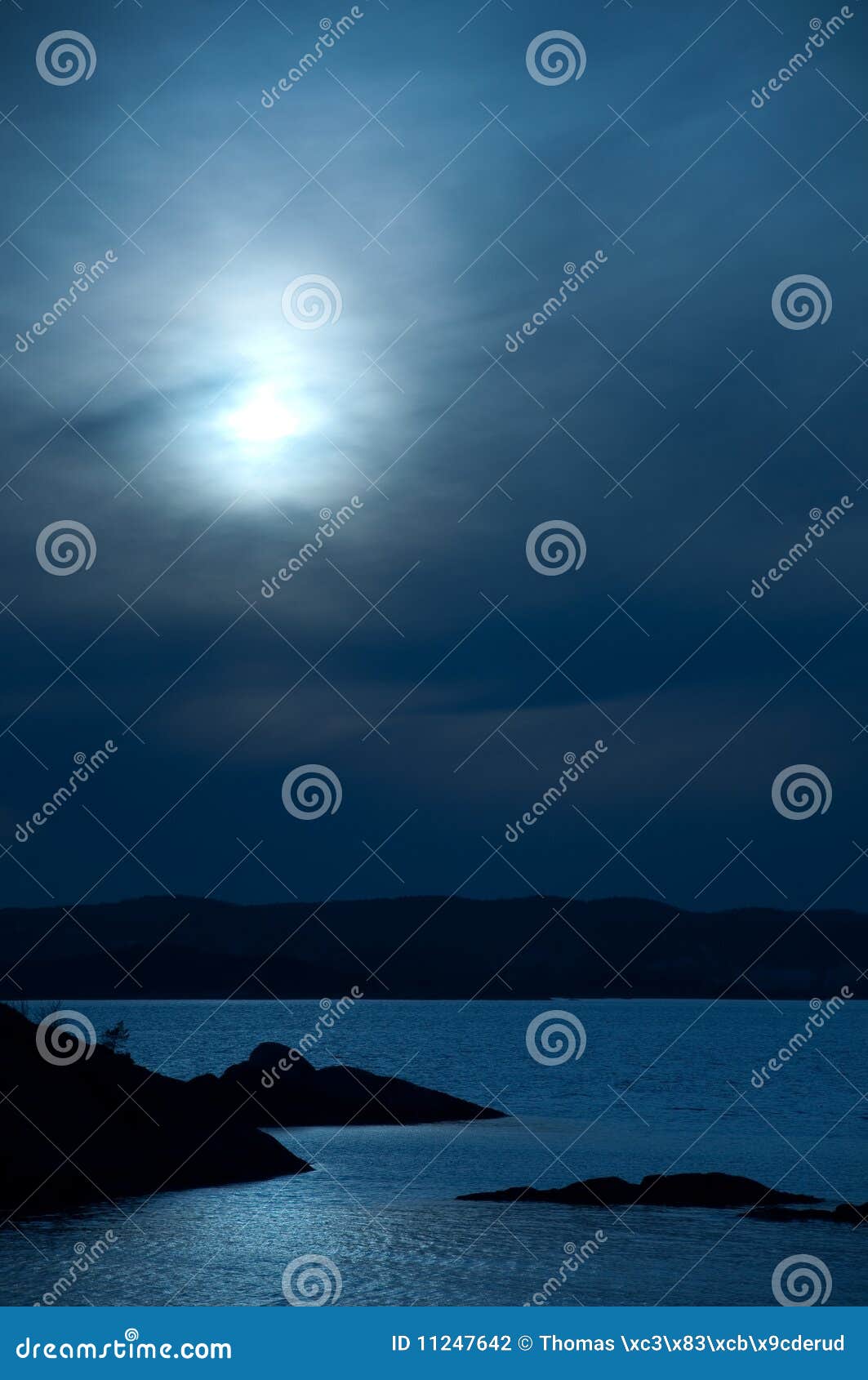 Ocean View in the Moonlight Stock Photo - Image of mysterious, storm ...