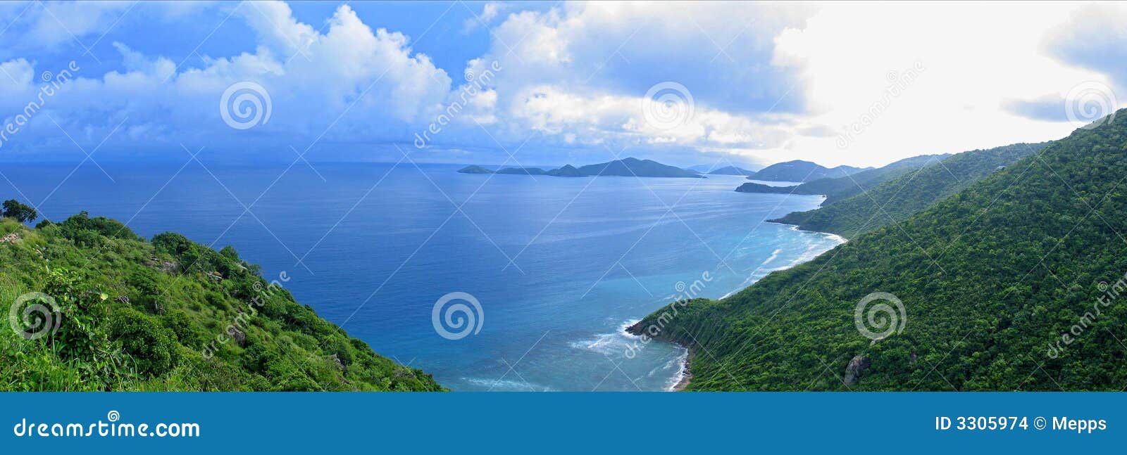 Ocean View Panorama stock photo. Image of green, paradice - 3305974