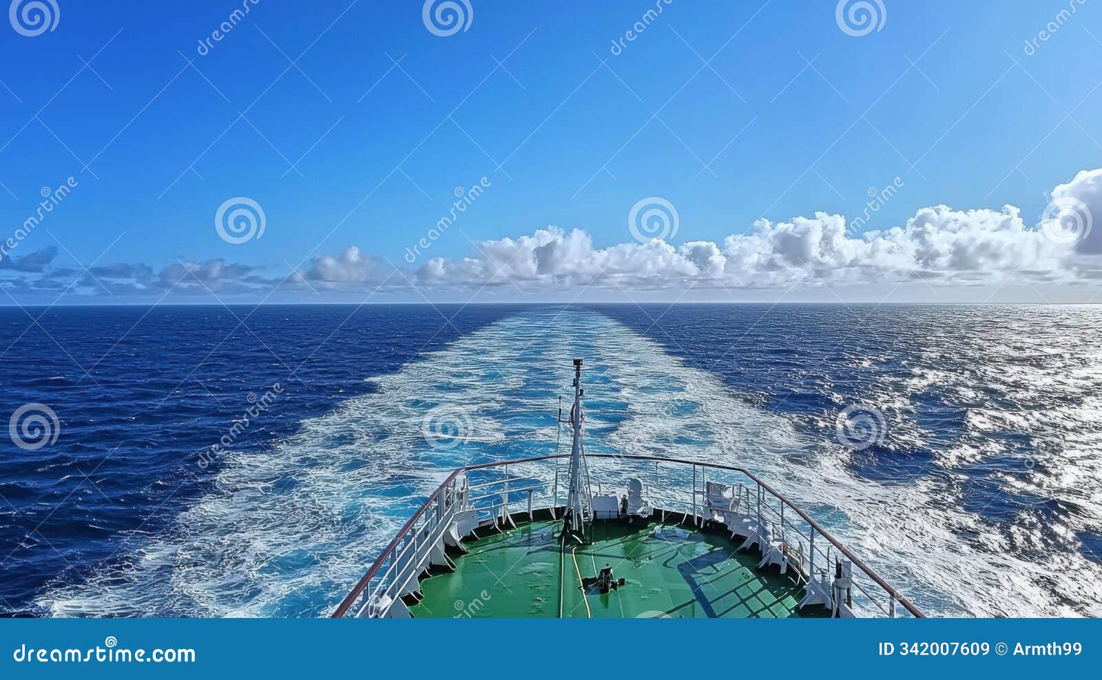 Ocean View from Ship Deck stock illustration. Illustration of serene ...