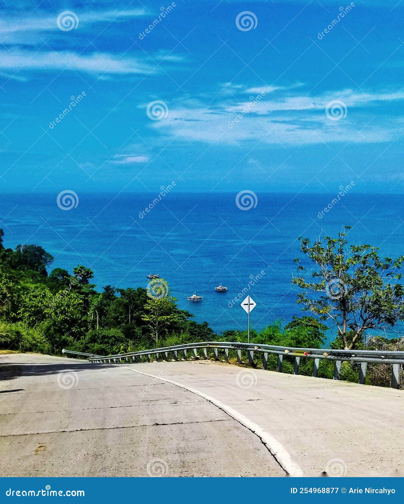 Ocean view sunda strait stock image. Image of road, terrain - 254968877