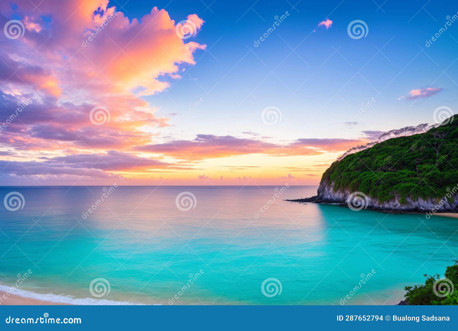 The Ocean View with Sunset is Paraphrased. Stock Illustration ...