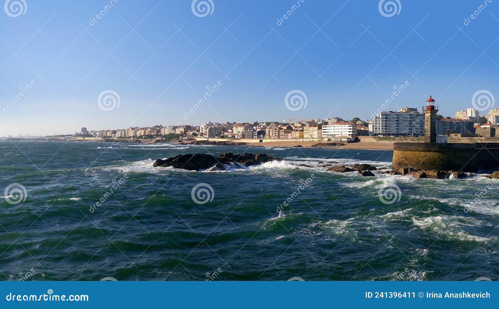 Ocean View with Waves in Porto. Portugal. Stock Image - Image of stone ...