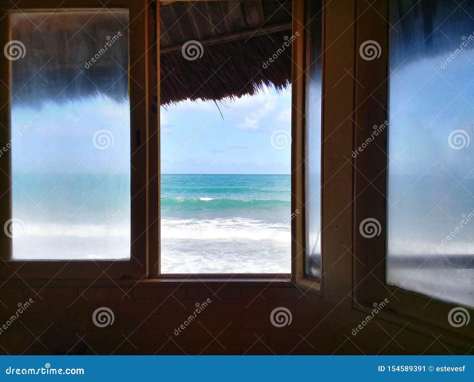 Ocean View on the Window of a House Stock Image - Image of beautiful ...