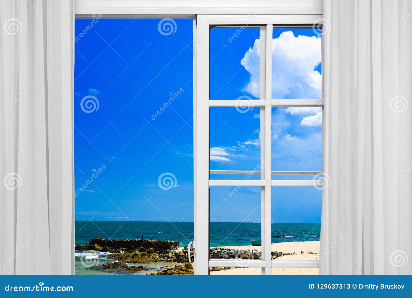 Ocean view window stock image. Image of lagoon, famous - 129637313