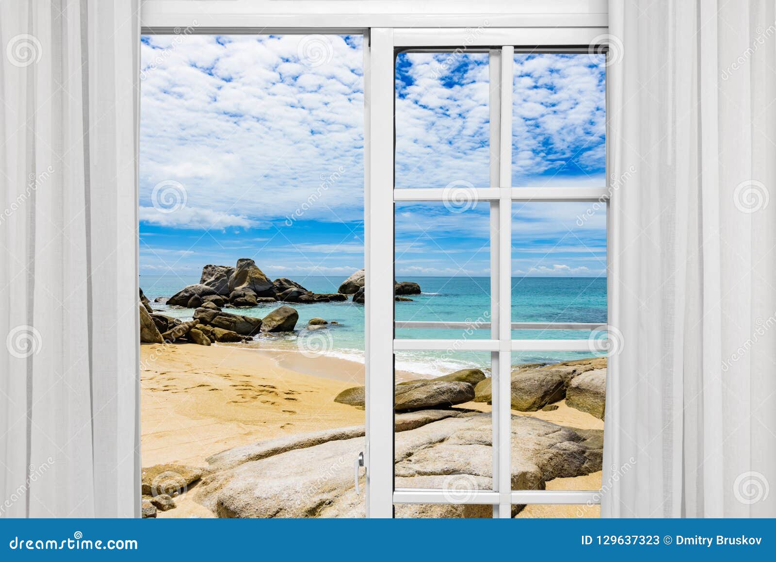 Ocean view window stock image. Image of green, greek - 129637323