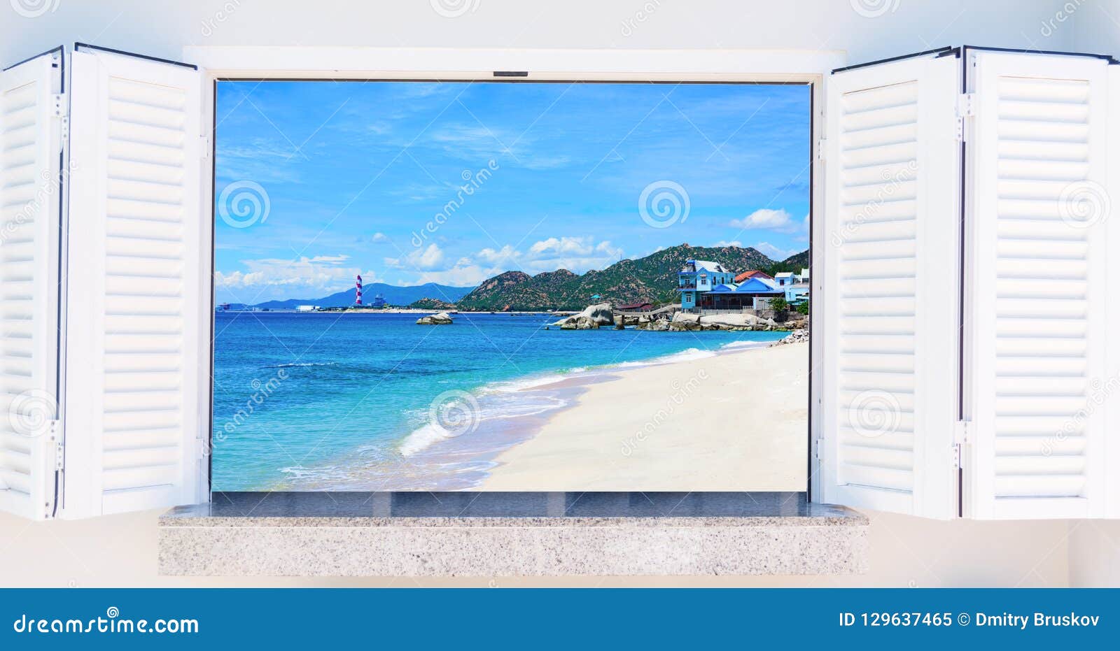 Ocean view window stock image. Image of beautiful, open - 129637465