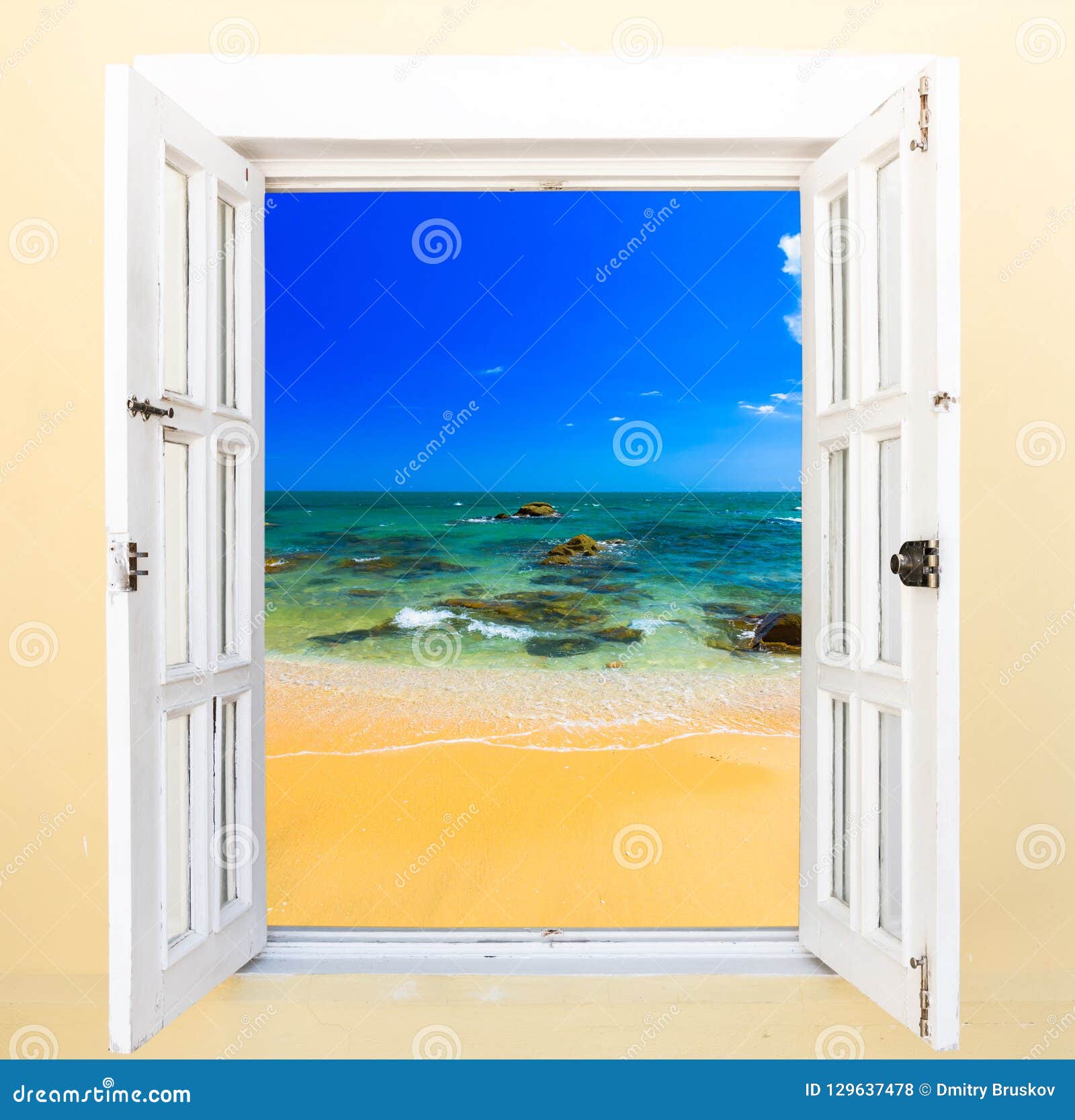 Ocean view window stock photo. Image of clouds, nature - 129637478