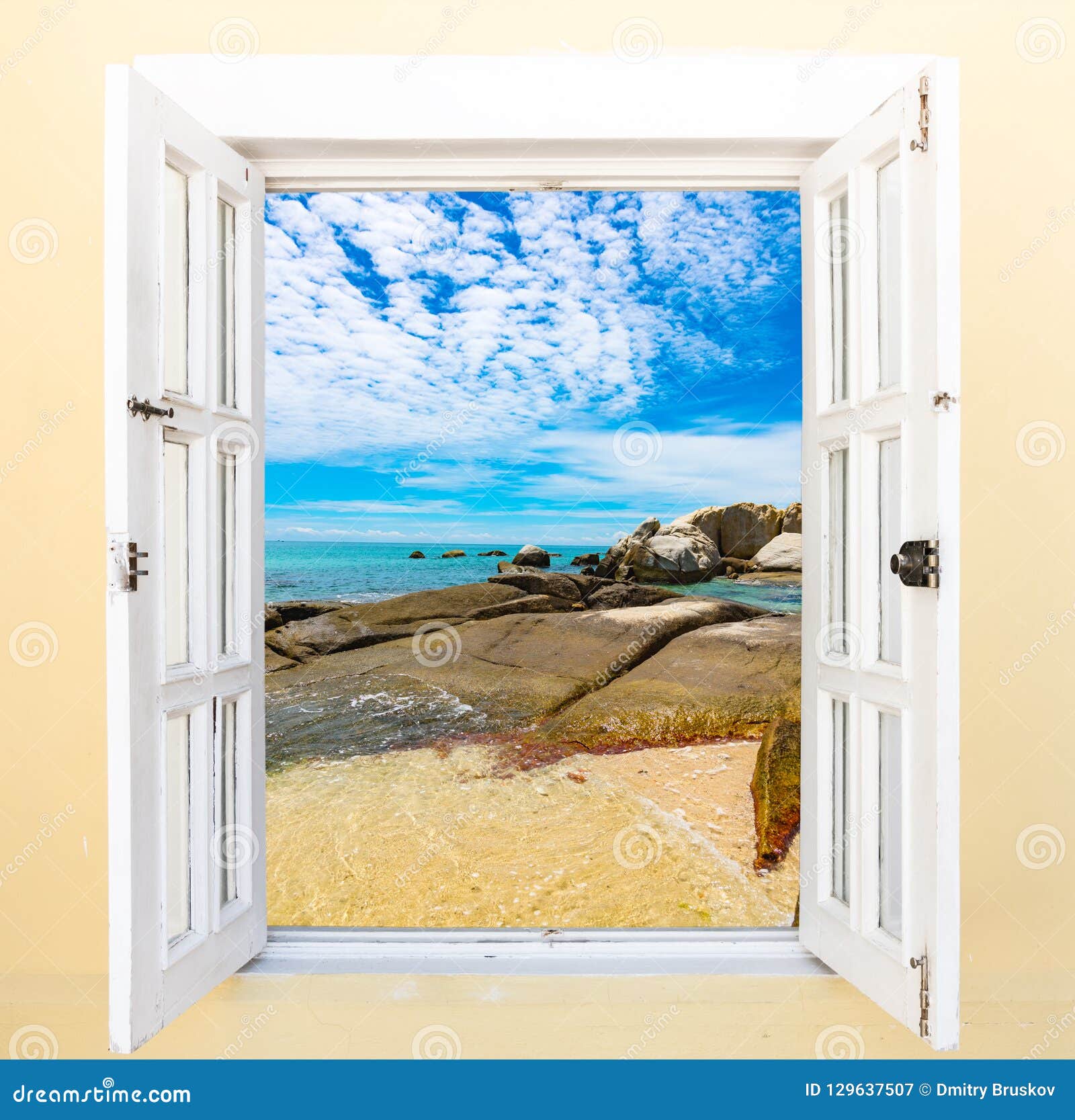 Ocean view window stock image. Image of tourism, greece - 129637507